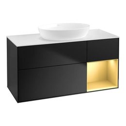Villeroy & Boch Villeroy und Boch Finion Waschtischunterschrank FA71HFPD 120cm, Abdeckplatte white matt, Regale Gold matt lacquer, Black matt lacquer