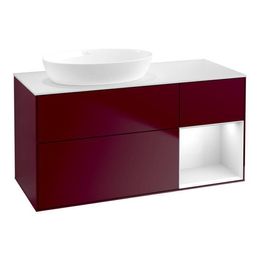 Villeroy & Boch Villeroy und Boch Finion Waschtischunterschrank FA51GFHB 120cm, Abdeckplatte white matt, Regale Glossy white lacquer, Peony Matt