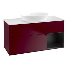 Villeroy & Boch Villeroy und Boch Finion Waschtischunterschrank FA71PDHB 120cm, Abdeckplatte white matt, Regale Black matt lacquer, Peony Matt