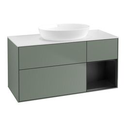 Villeroy & Boch Villeroy und Boch Finion Waschtischunterschrank GA71PDGM 120cm, Abdeckplatte white matt, Emotion, Regale Black matt lacquer, Olive Matt Lacquer