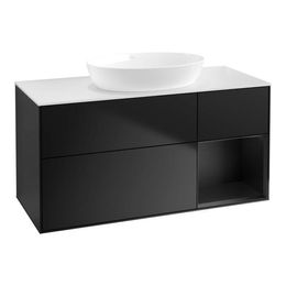 Villeroy & Boch Villeroy und Boch Finion Waschtischunterschrank FA71PDPD 120cm, Abdeckplatte white matt, Regale Black matt lacquer, Black matt lacquer