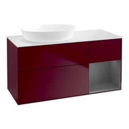 Villeroy & Boch Villeroy und Boch Finion Waschtischunterschrank FA51GKHB 120cm, Abdeckplatte white matt, Regale Anthracite matt lacquer, Peony Matt