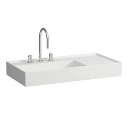 Laufen Kartell Waschtisc, 90x46cm, wei&szlig; matt, Ablage rechts, 1 Hahnl., Saphirkeramik