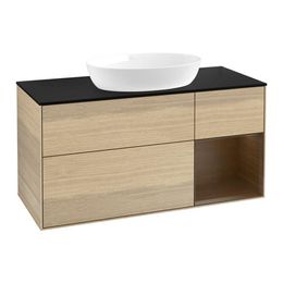 Villeroy & Boch Villeroy und Boch Finion Waschtischunterschrank GA72GNPC 120cm, Abdeckplatte black matt, Emotion, Regale Walnut Veneer, Oak Veneer