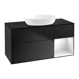 Villeroy & Boch Villeroy und Boch Finion Waschtischunterschrank FA72MTPD 120cm, Abdeckplatte black matt, Regale White matt lacquer, Black matt lacquer