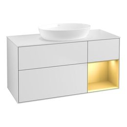 Villeroy & Boch Villeroy und Boch Finion Waschtischunterschrank FA71HFMT 120cm, Abdeckplatte white matt, Regale Gold matt lacquer, White matt lacquer