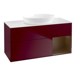 Villeroy & Boch Villeroy und Boch Finion Waschtischunterschrank FA71GNHB 120cm, Abdeckplatte white matt, Regale Walnut Veneer, Peony Matt