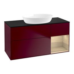 Villeroy & Boch Villeroy und Boch Finion Waschtischunterschrank FA72PCHB 120cm, Abdeckplatte black matt, Regale Oak Veneer, Peony Matt