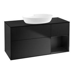 Villeroy & Boch Villeroy und Boch Finion Waschtischunterschrank FA72PDPD 120cm, Abdeckplatte black matt, Regale Black matt lacquer, Black matt lacquer