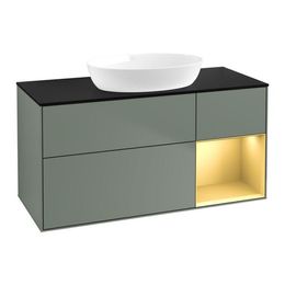 Villeroy & Boch Villeroy und Boch Finion Waschtischunterschrank GA72HFGM 120cm, Abdeckplatte black matt, Emotion, Regale Gold matt lacquer, Olive Matt Lacquer