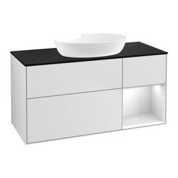 Villeroy & Boch Villeroy und Boch Finion Waschtischunterschrank FA72MTMT 120cm, Abdeckplatte black matt, Regale White matt lacquer, White matt lacquer