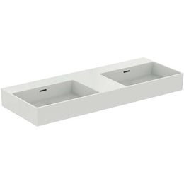 Ideal Standard Extra Doppel-Waschtisch R056101 ohne Hahnloch, mit &Uuml;berlauf, geschliffen, wei&szlig;