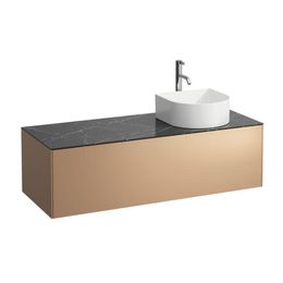 Laufen Sonar Schubladenelement/Sideboard H4054270341411 117,5x34x45,5cm, Ausschnitt rechts, mit Hahnloch, Kupfer/Nero Marquina
