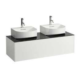 Laufen Sonar Schubladenelement/Sideboard H4054540341431 117,5x34x45,5cm, Ausschnitt links/rechts, Wei&szlig; matt/Nero Marquina