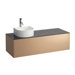 Laufen Sonar Schubladenelement/Sideboard H4054260341411 117,5x34x45,5cm, Ausschnitt links, mit Hahnloch, Kupfer/Nero Marquina