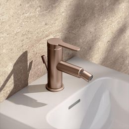 KEUCO IXMO Flat Bidetarmatur 59509293000 Ausladung 110mm, mit Ablaufgarnitur, rotgold geb&uuml;rstet