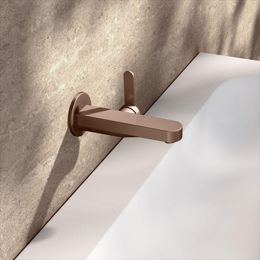 KEUCO IXMO Flat Einhebel-Waschtischmischer 59516290301 Unterputz, Ausladung 16,5 cm, rund, Rotgold geb&uuml;rstet