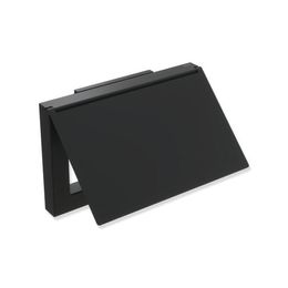 HEWI System 900 Q WC-Papierhalter 900Q21.00160DC pulverbeschichtet schwarz tiefmatt, aus Edelstahl, mit Deckel 140x90x23mm