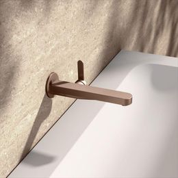 KEUCO IXMO Flat Einhebel-Waschtischmischer 59516291301 Unterputz, Ausladung 22,5 cm, rund, Rotgold geb&uuml;rstet