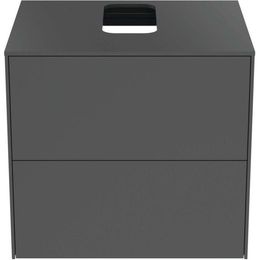Ideal Standard Conca Waschtisch-Unterschrank T3940Y2 mit Ausschnitt, 2 Ausz&uuml;ge, 60x50,5x55 cm, mittig, Anthrazit matt lackiert