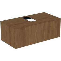 Ideal Standard Conca Waschtisch-Unterschrank T3930Y5 mit Ausschnitt, 1 Auszug, 100x50,5x37 cm, mittig, Walnuss dunkel Furnier