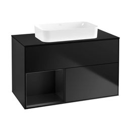 Villeroy & Boch Villeroy und Boch Finion Waschtischunterschrank F652PDPD 100x60,3x50,1cm, Regal links Black matt lacquer, Black matt lacquer