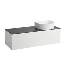 Laufen Sonar Schubladenelement/Sideboard H4054230341431 117,5x34x45,5cm, Ausschnitt rechts, Wei&szlig; matt/Nero Marquina