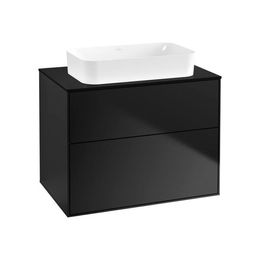 Villeroy & Boch Villeroy und Boch Finion Waschtischunterschrank F63200PD 80x60,3x50,1mm, Glass Black Matt, Black matt lacquer