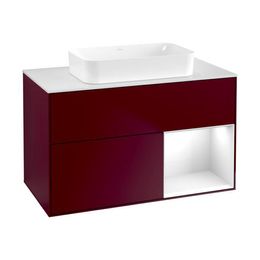 Villeroy & Boch Villeroy und Boch Finion Waschtischunterschrank F661GFHB 100x60,3x50,1cm, Regal rechts Glossy white lacquer, Peony Matt