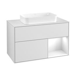 Villeroy & Boch Villeroy und Boch Finion Waschtischunterschrank F661GFMT 100x60,3x50,1cm, Regal rechts Glossy white lacquer, White matt lacquer