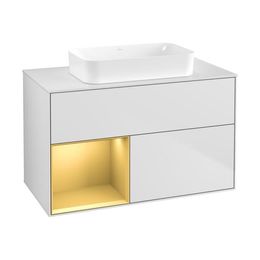 Villeroy & Boch Villeroy und Boch Finion Waschtischunterschrank F651HFMT 100x60,3x50,1cm, Regal links Gold matt, White matt lacquer