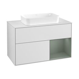 Villeroy & Boch Villeroy und Boch Finion Waschtischunterschrank F661GMMT 100x60,3x50,1cm, Regal rechts Olive Matt Lacquer, White matt lacquer