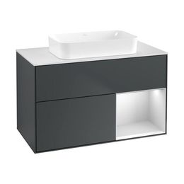 Villeroy & Boch Villeroy und Boch Finion Waschtischunterschrank F661MTHG 100x60,3x50,1cm, Regal rechts White matt lacquer, Midnight Blue Matt Lacquer