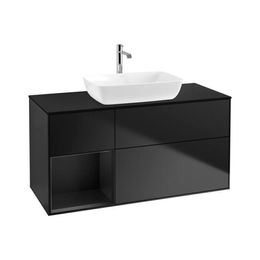 Villeroy & Boch Villeroy und Boch Finion Waschtischunterschrank G822PDPD 120cm, Abdeckplatte black matt, Emotion, Regale Black matt lacquer, Black matt lacquer