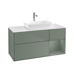 Villeroy & Boch Villeroy und Boch Finion Waschtischunterschrank G831GMGM 120cm, Abdeckplatte white matt, Emotion, Regale Olive matt lacquer, Olive Matt Lacquer