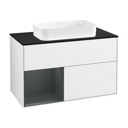 Villeroy & Boch Villeroy und Boch Finion Waschtischunterschrank G652HGGF 100x60,3x50,1cm, Regal links Midnight Blue Matt Lacquer, Glossy white lacquer