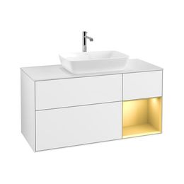 Villeroy & Boch Villeroy und Boch Finion Waschtischunterschrank G831HFGF 120cm, Abdeckplatte white matt, Emotion, Regale Gold matt lacquer, Glossy white lacquer