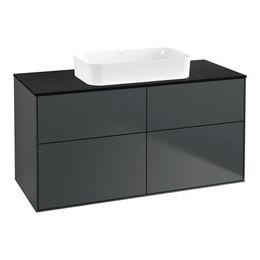 Villeroy & Boch Villeroy und Boch Finion Waschtischunterschrank F67200HG 120x60,3x50,1cm, Glass Black Matt, Midnight Blue Matt Lacquer