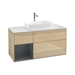 Villeroy & Boch Villeroy und Boch Finion Waschtischunterschrank G821HGPC 120cm, Abdeckplatte white matt, Emotion, Regale Midnight matt lacquer, Oak Veneer