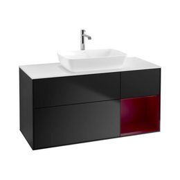 Villeroy & Boch Villeroy und Boch Finion Waschtischunterschrank F831HBPD 120cm, Abdeckplatte white matt, Regale Peony matt lacquer, Black matt lacquer