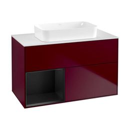 Villeroy & Boch Villeroy und Boch Finion Waschtischunterschrank G651PDHB 100x60,3x50,1cm, Regal links Black matt lacquer, Peony Matt