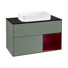 Villeroy & Boch Villeroy und Boch Finion Waschtischunterschrank G662HBGM 100x60,3x50,1cm, Regal rechts Peony, Olive Matt Lacquer