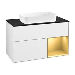 Villeroy & Boch Villeroy und Boch Finion Waschtischunterschrank G662HFGF 100x60,3x50,1cm, Regal rechts Gold matt, Glossy white lacquer