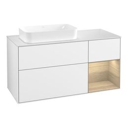 Villeroy & Boch Villeroy und Boch Finion Waschtischunterschrank F691PCGF 120x60,3x50,1cm, Regal rechts Oak Veneer, Glossy white lacquer