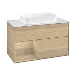 Villeroy & Boch Villeroy und Boch Finion Waschtischunterschrank G651PCPC 100x60,3x50,1cm, Regal links Oak Veneer, Oak Veneer