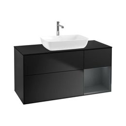 Villeroy & Boch Villeroy und Boch Finion Waschtischunterschrank G832HGPD 120cm, Abdeckplatte black matt, Emotion, Regale Midnight matt lacquer, Black matt lacquer