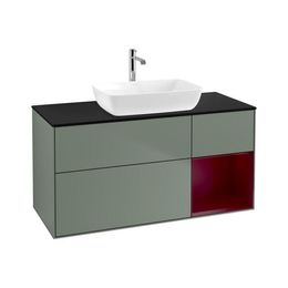 Villeroy & Boch Villeroy und Boch Finion Waschtischunterschrank G832HBGM 120cm, Abdeckplatte black matt, Emotion, Regale Peony matt lacquer, Olive Matt Lacquer