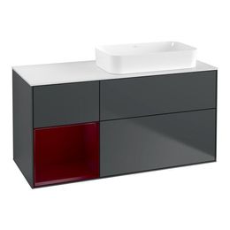 Villeroy & Boch Villeroy und Boch Finion Waschtischunterschrank F681HBHG 120x60,3x50,1cm, Regal links Peony, Midnight Blue Matt Lacquer
