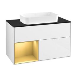 Villeroy & Boch Villeroy und Boch Finion Waschtischunterschrank G652HFGF 100x60,3x50,1cm, Regal links Gold matt, Glossy white lacquer