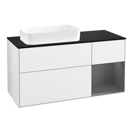 Villeroy & Boch Villeroy und Boch Finion Waschtischunterschrank G692GKGF 120x60,3x50,1cm, Regal rechts Anthracite matt, Glossy white lacquer